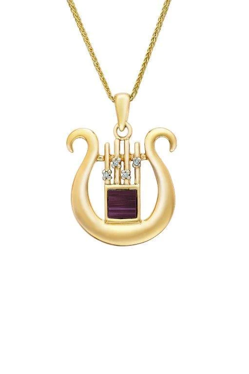 Jerusalem Nano Bible Torah 14K Gold & Diamonds Pendant - David's Harp ...